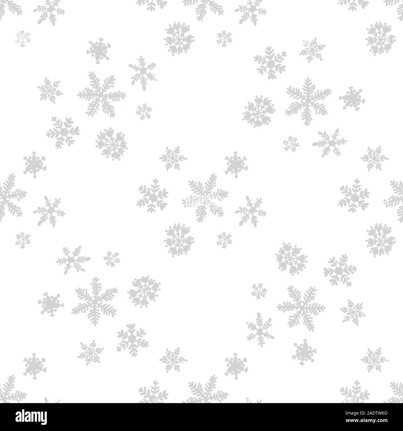 Grey silver or monochrome light seamless snowflakes patterns. Doodle ...