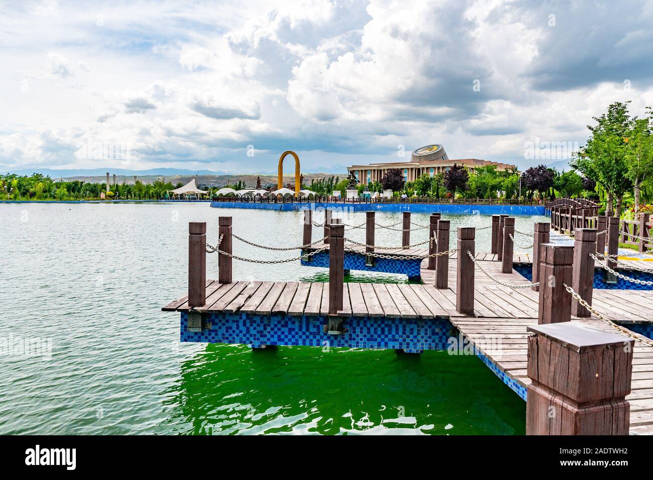 Dushanbe Flag Pole Park Picturesque View of Lake and Tajikistan ...