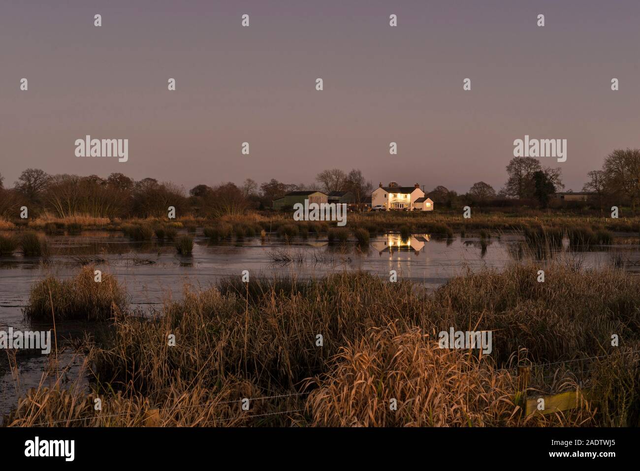 Twilight at Whixall Moss, a wetland nature reserve and bird sanctuary ...
