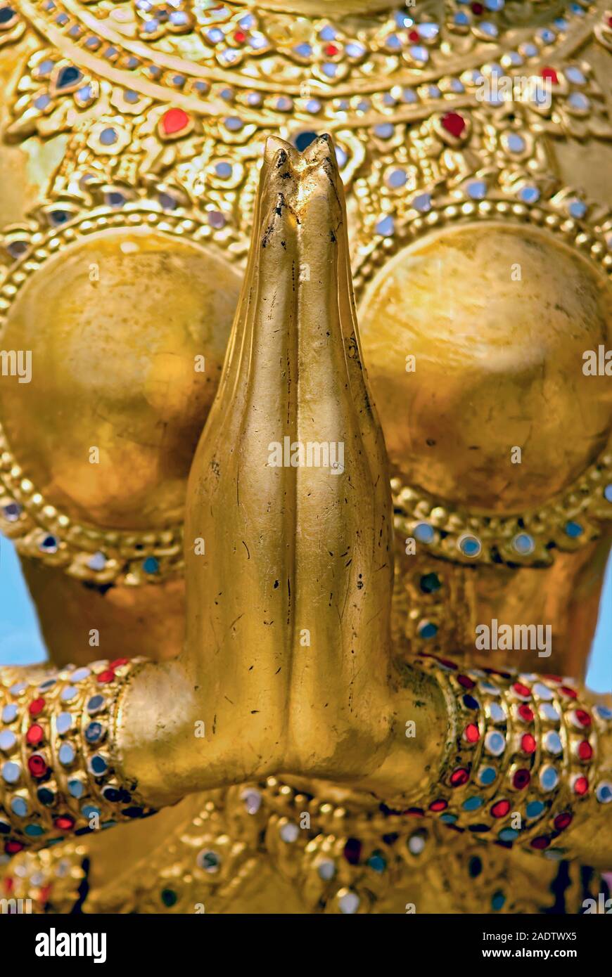 Golden Thai Sculpture at the Grand Palace showing a typical buddhist ...