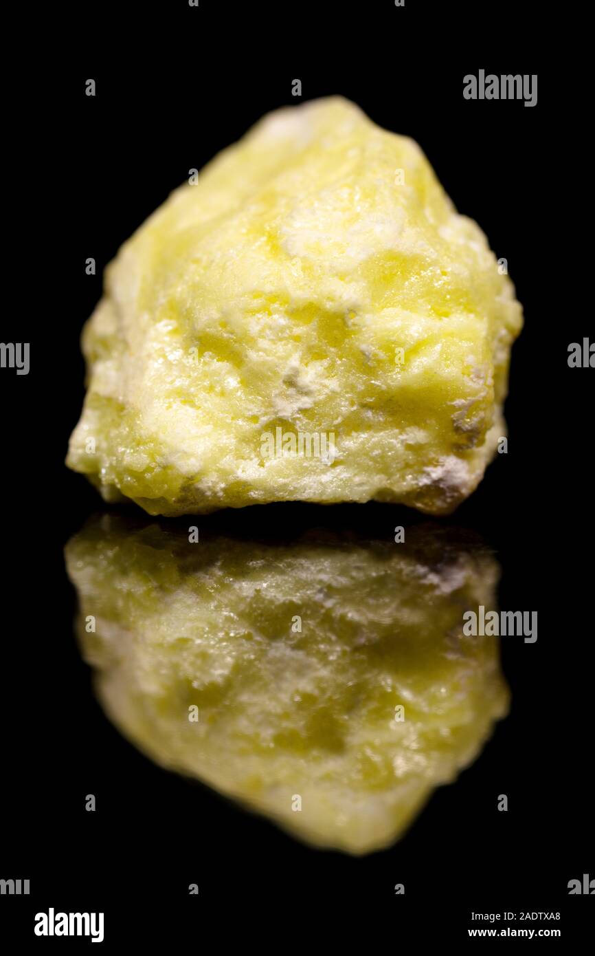 Sulfur or sulphur mineral stone, natural fragil element in front of ...