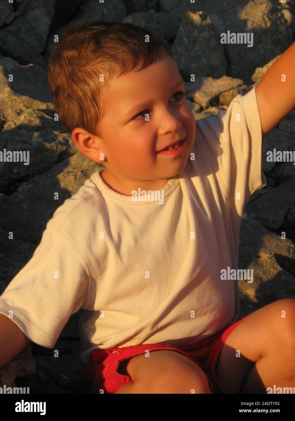 A boy portrait. Sillly face expression, wide eyes, funny lips Stock ...
