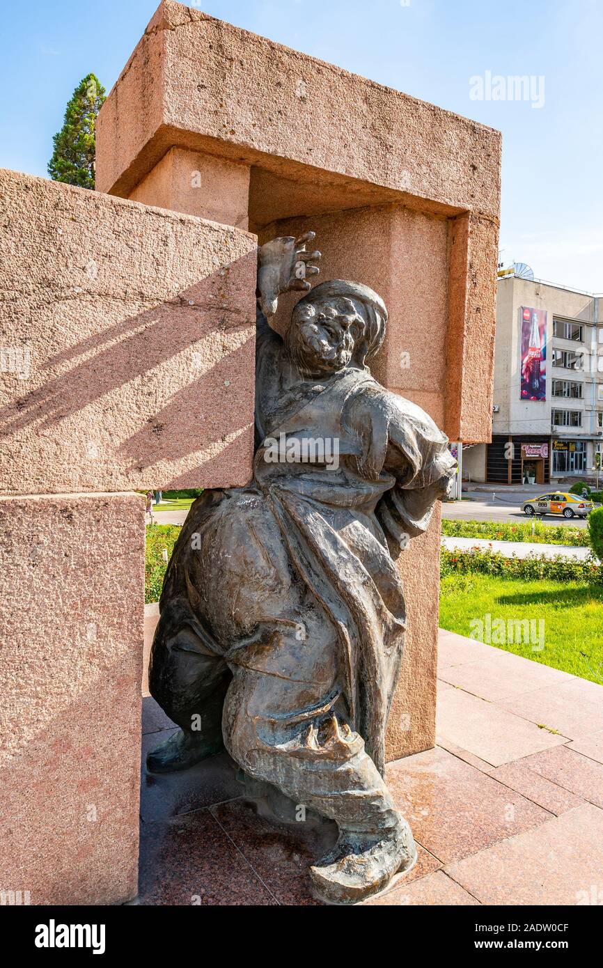 Dushanbe Ayni Square Park Picturesque View of a Fat Squeezed Man Statue ...