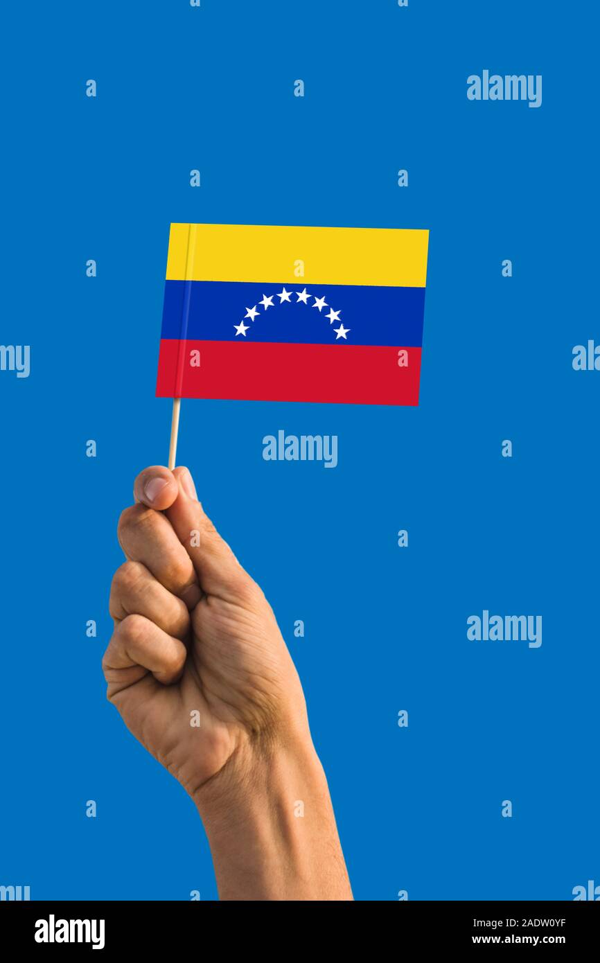 Woman holding up venezuelan flag hi-res stock photography and images ...