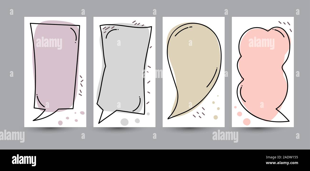 Set of vertical cover with frame and empty speech bubble. Template for ...