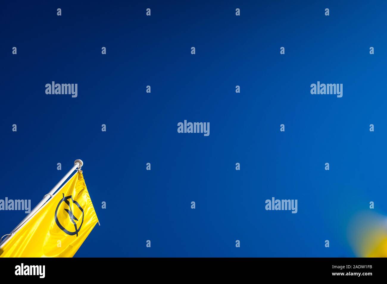 Valencia, Spain - December 4, 2019: banner with the logo of Opel ...