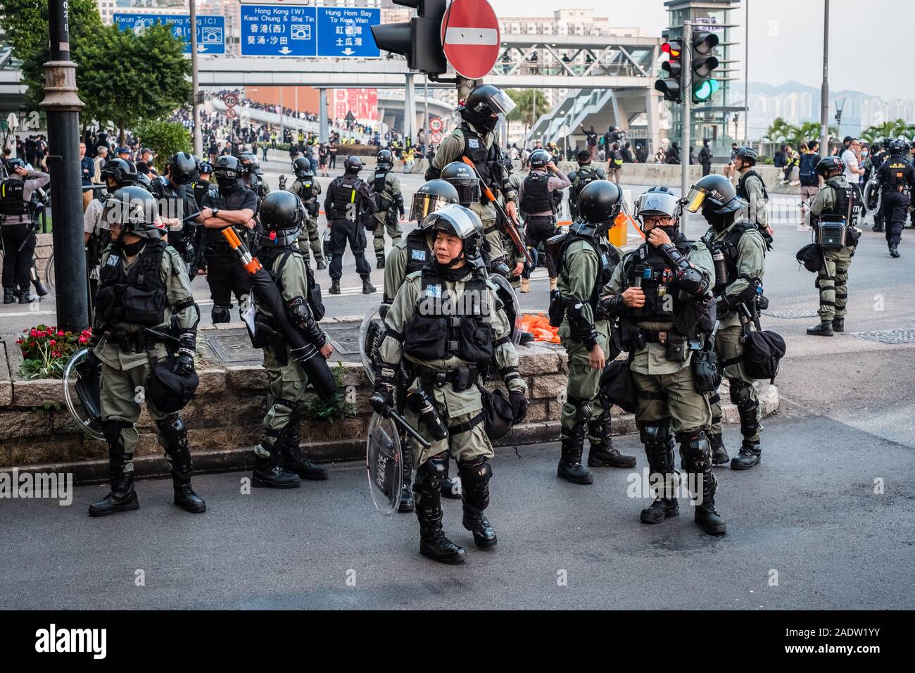 HongKong - December 01, 2019: Riot Police on demonstration during the ...