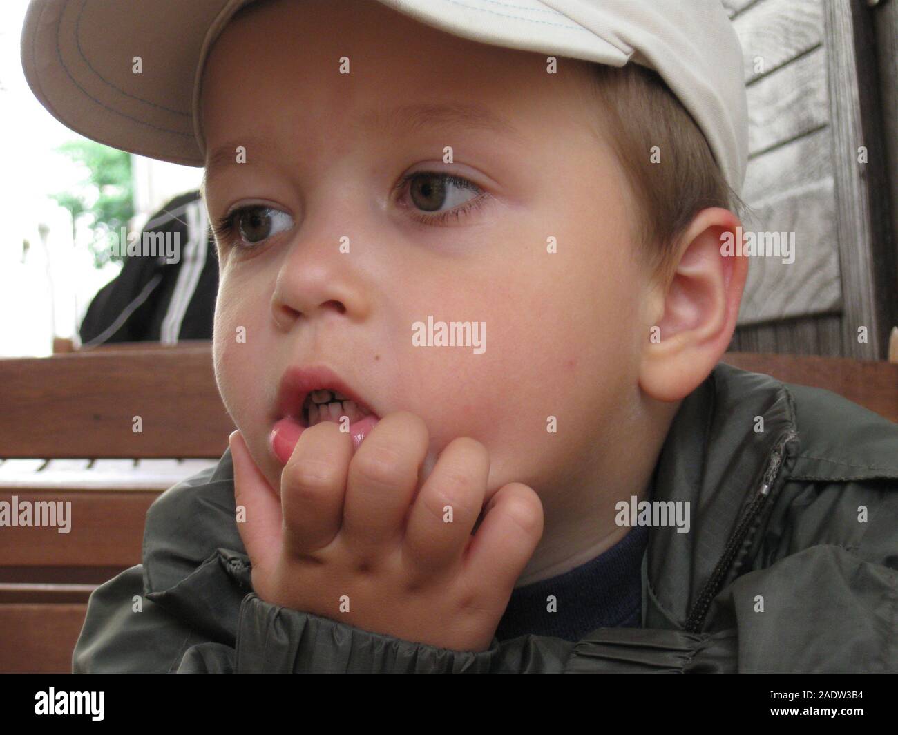 A boy portrait. Sillly face expression, wide eyes, funny lips Stock ...
