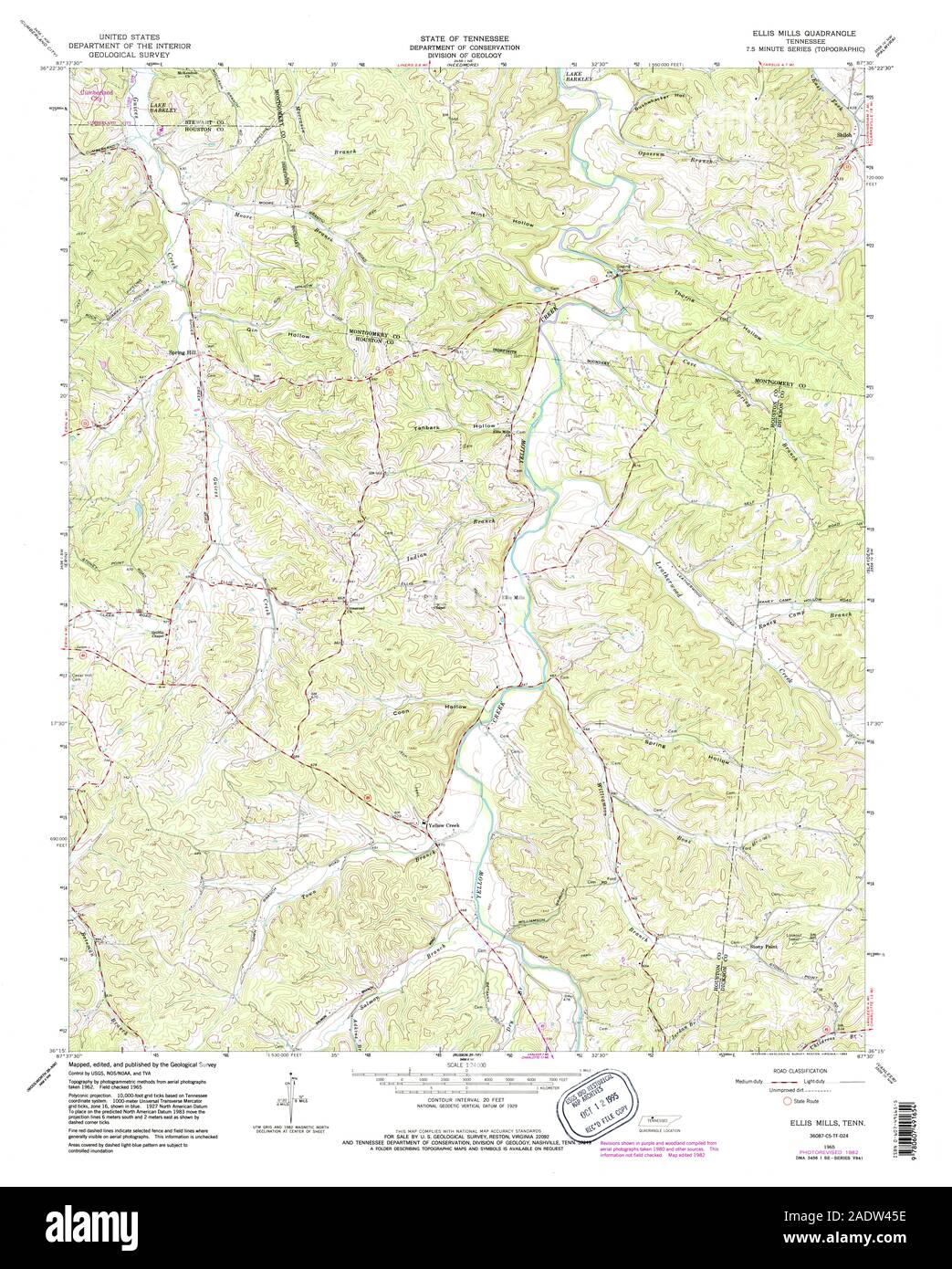 USGS TOPO Map Tennessee TN Ellis Mills 147556 1965 24000 Restoration ...
