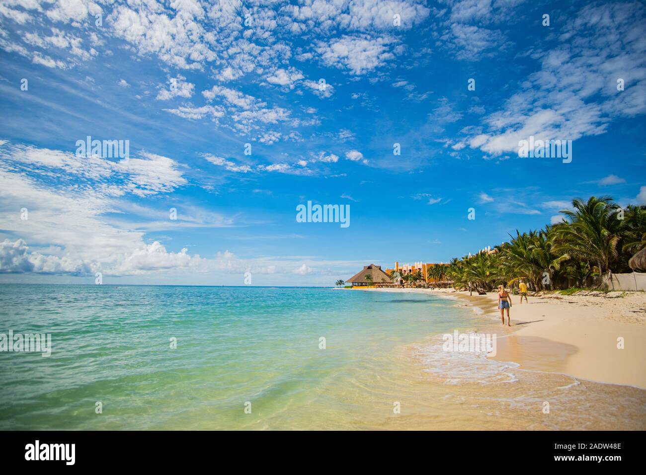 Beautiful mexican beach and sky at Caribbean Sea Stock Photo - Alamy