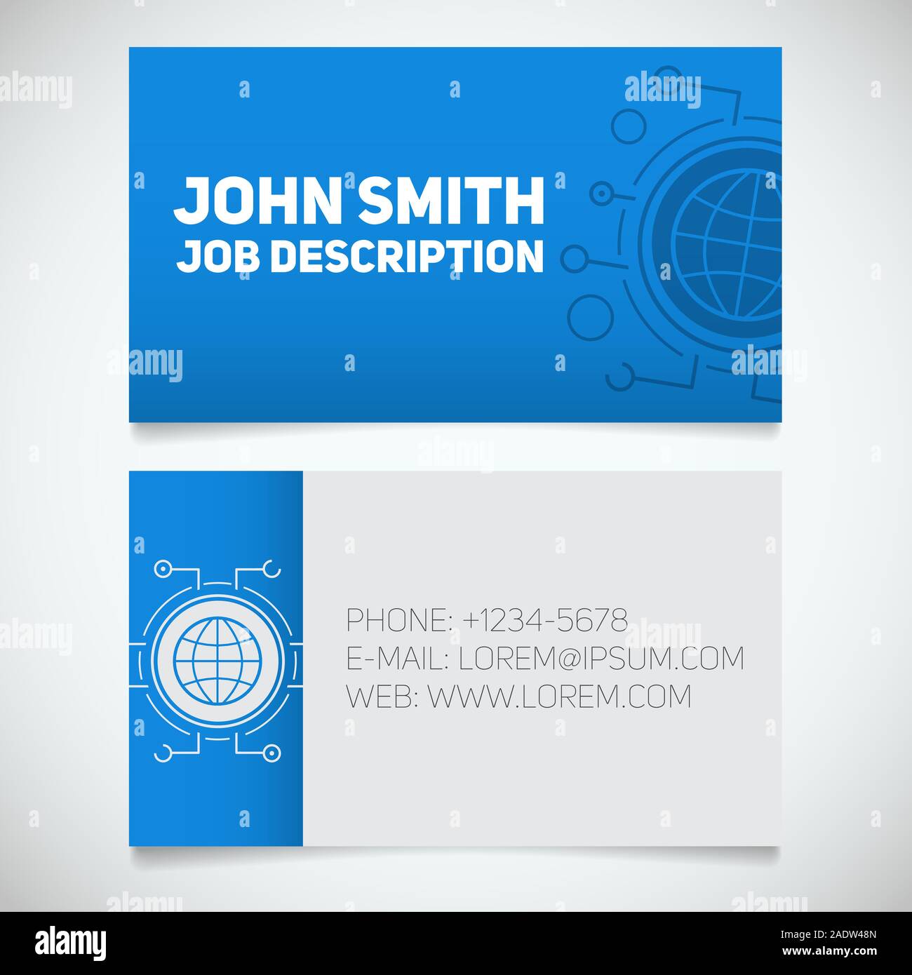 Business card print template with globe logo. Programmer. Internet ...
