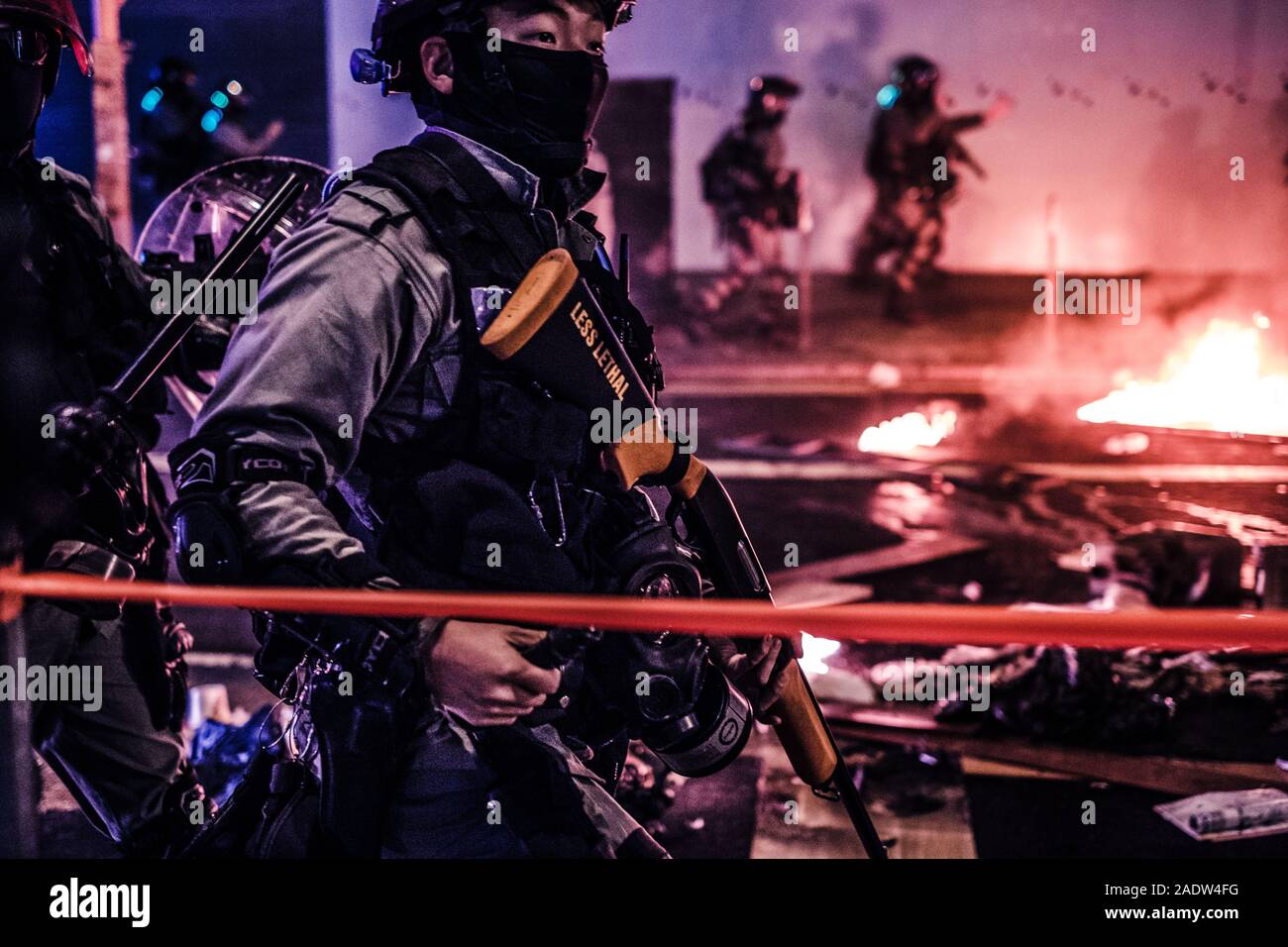 HongKong - December 01, 2019: Riot Police on demonstration during the ...