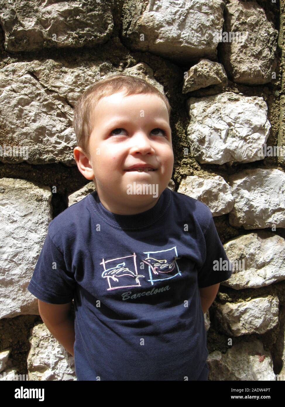 A boy portrait. Sillly face expression, wide eyes, funny lips Stock ...
