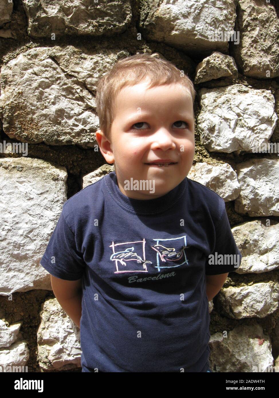 A boy portrait. Sillly face expression, wide eyes, funny lips Stock ...