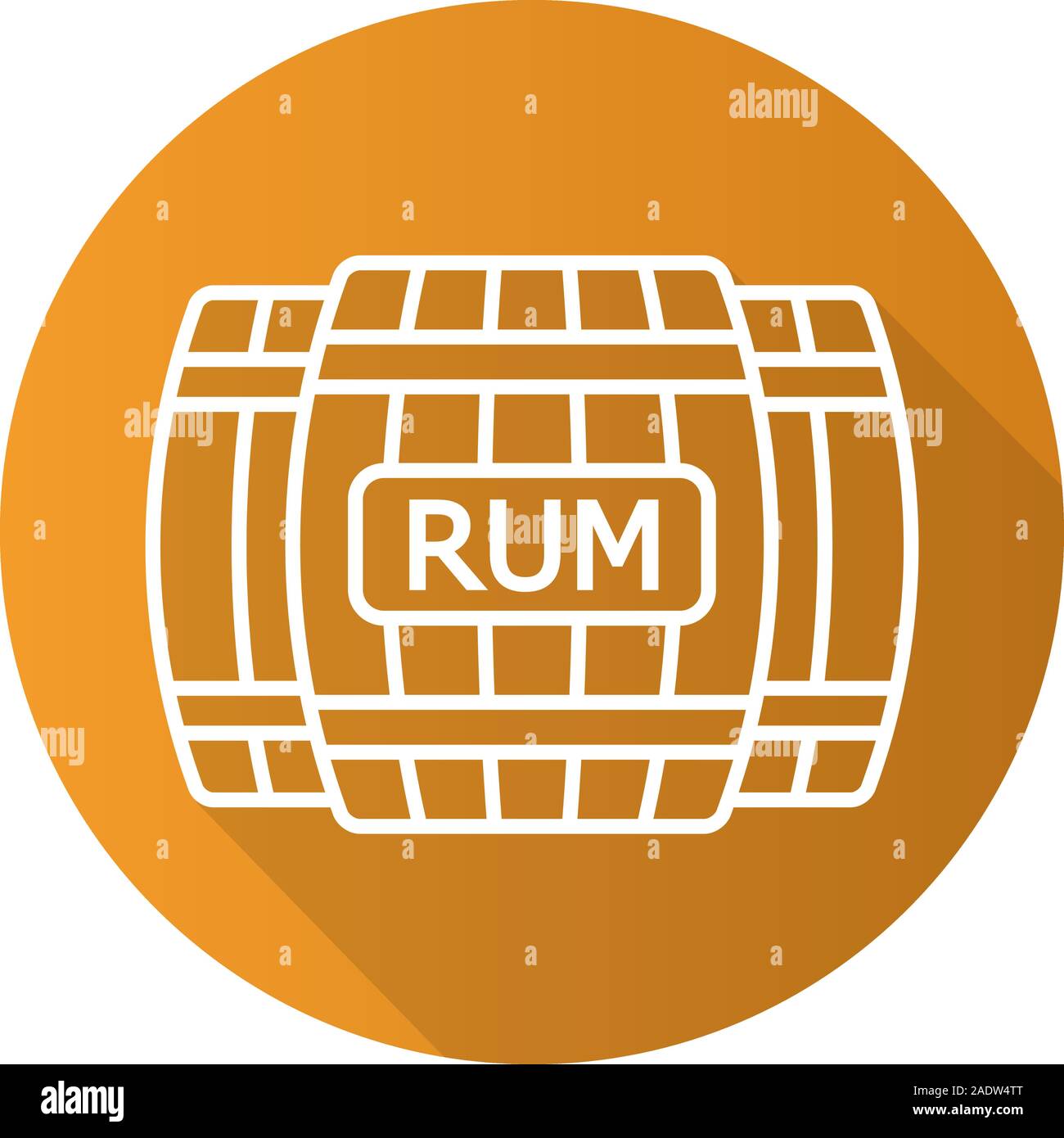 Rum wooden barrels. Flat linear long shadow icon. Alcohol wooden ...