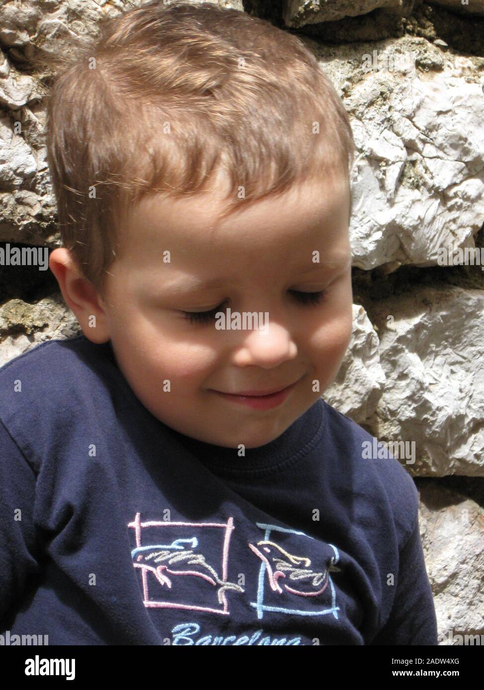A boy portrait. Sillly face expression, wide eyes, funny lips Stock ...
