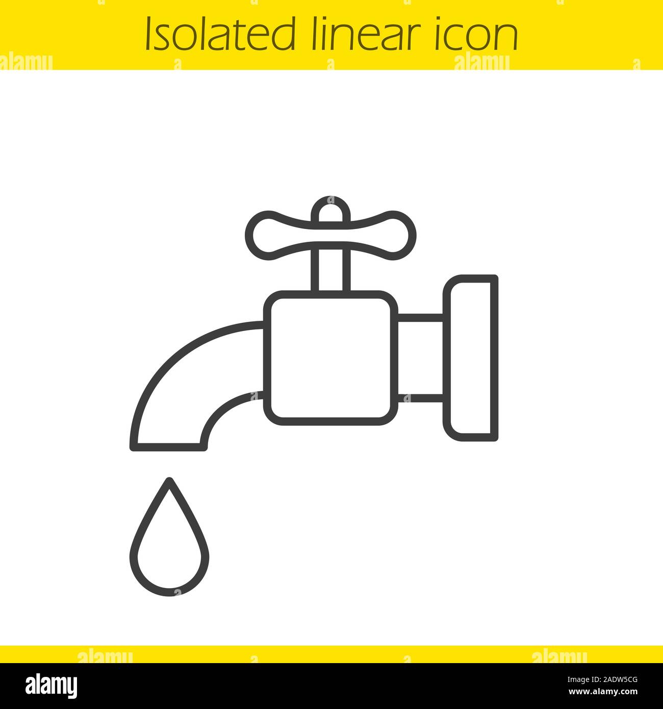Water faucet linear icon. Tap thin line illustration. Open faucet with ...