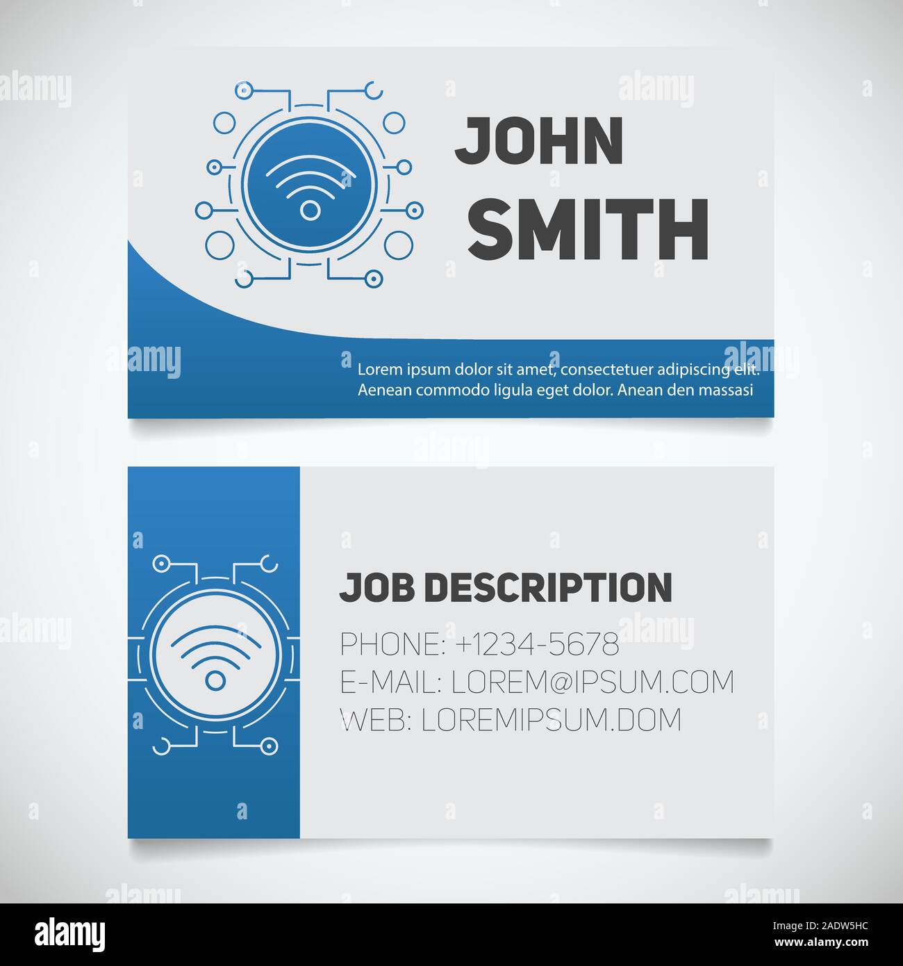 Business card print template with wifi spot logo. Lan admin. Stationery ...