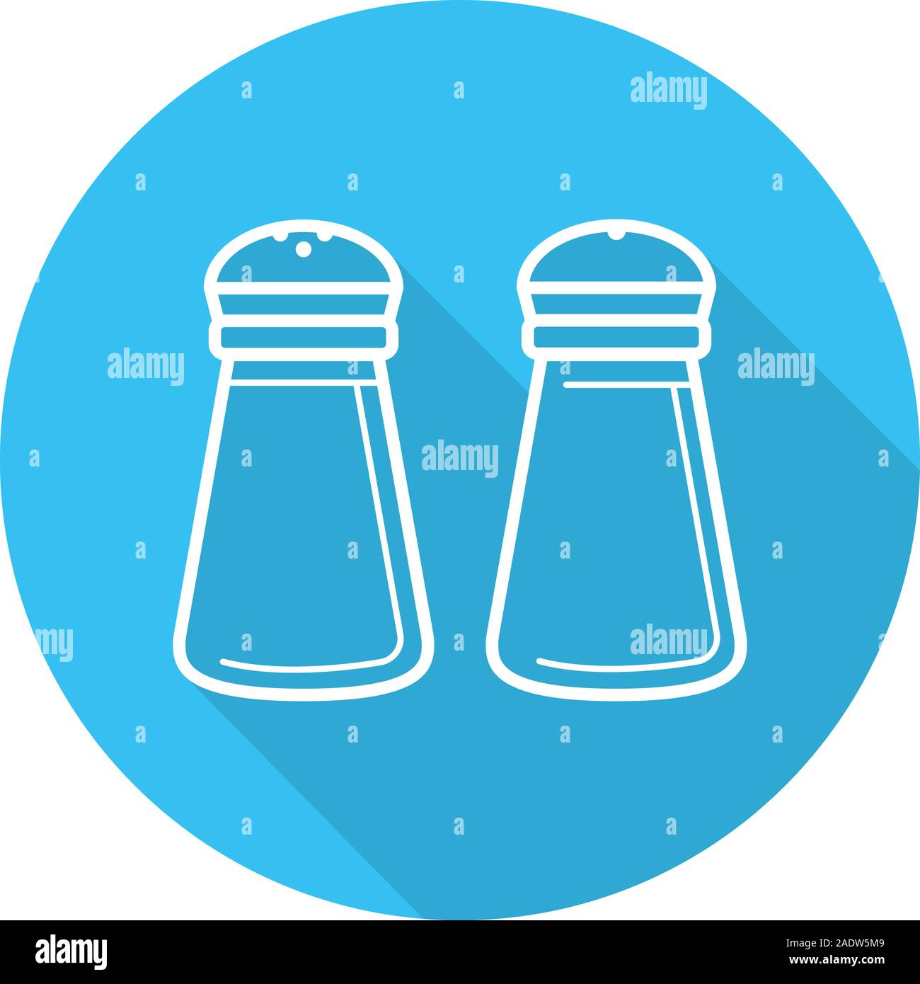 Salt and pepper shakers. Flat linear long shadow icon. Vector line ...