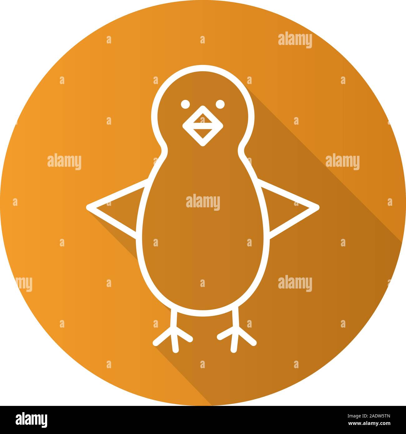 Chicken flat linear long shadow icon. Nestling. Vector line symbol ...