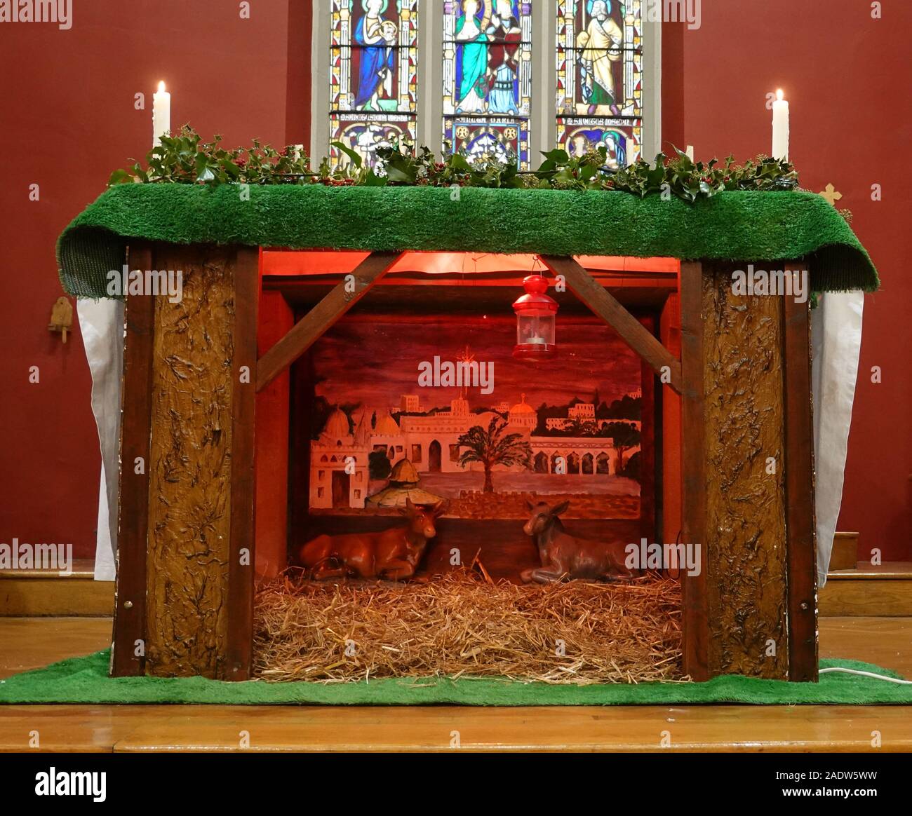 The crib in front of the altar at the Church of The Annunciation in New ...