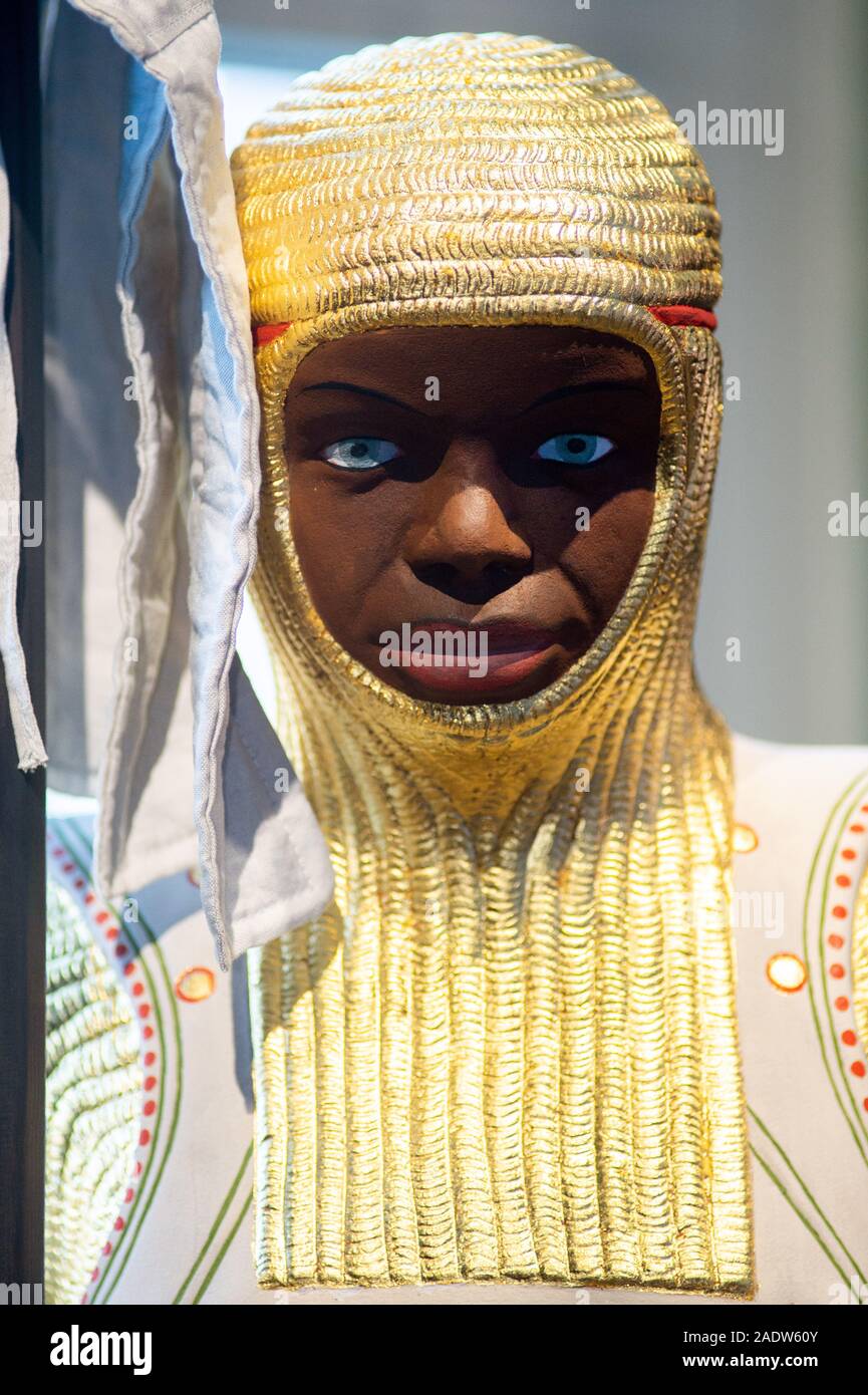 Magdeburg, Germany. 05th Dec, 2019. The face of the sculpture of Saint ...