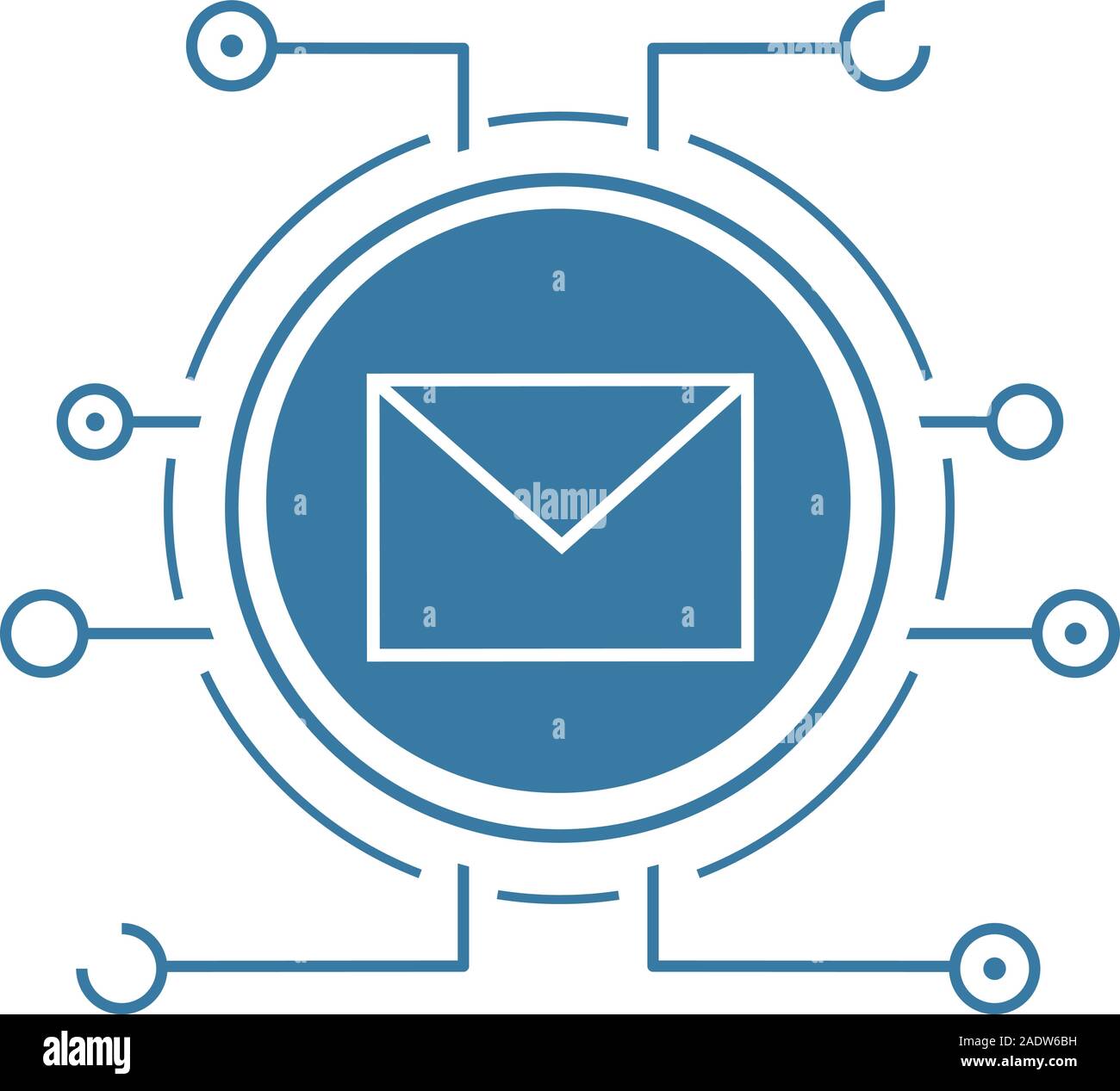 Email security flat linear long shadow icon. Sms message. Email letter ...