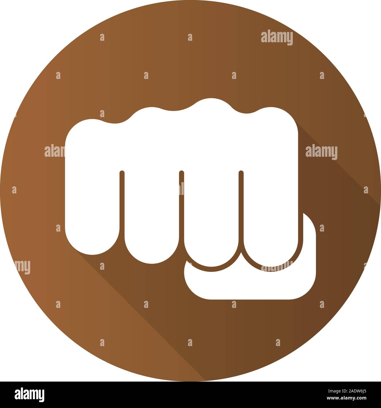 Punch flat design long shadow icon. Squeezed fist. Vector silhouette ...