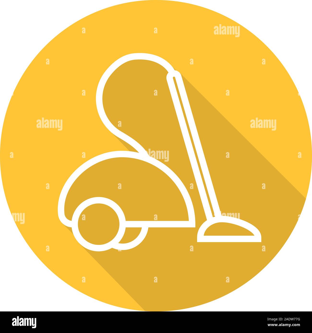 Vacuum cleaner flat linear long shadow icon. Sweeper. Vector line ...