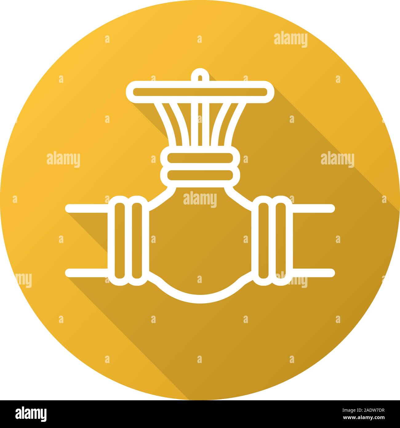 Gas pipe valve flat linear long shadow icon. Vector line symbol Stock ...