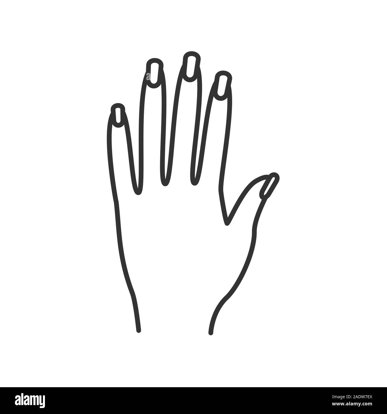 Woman's hand linear icon. Thin line illustration. Manicure contour ...