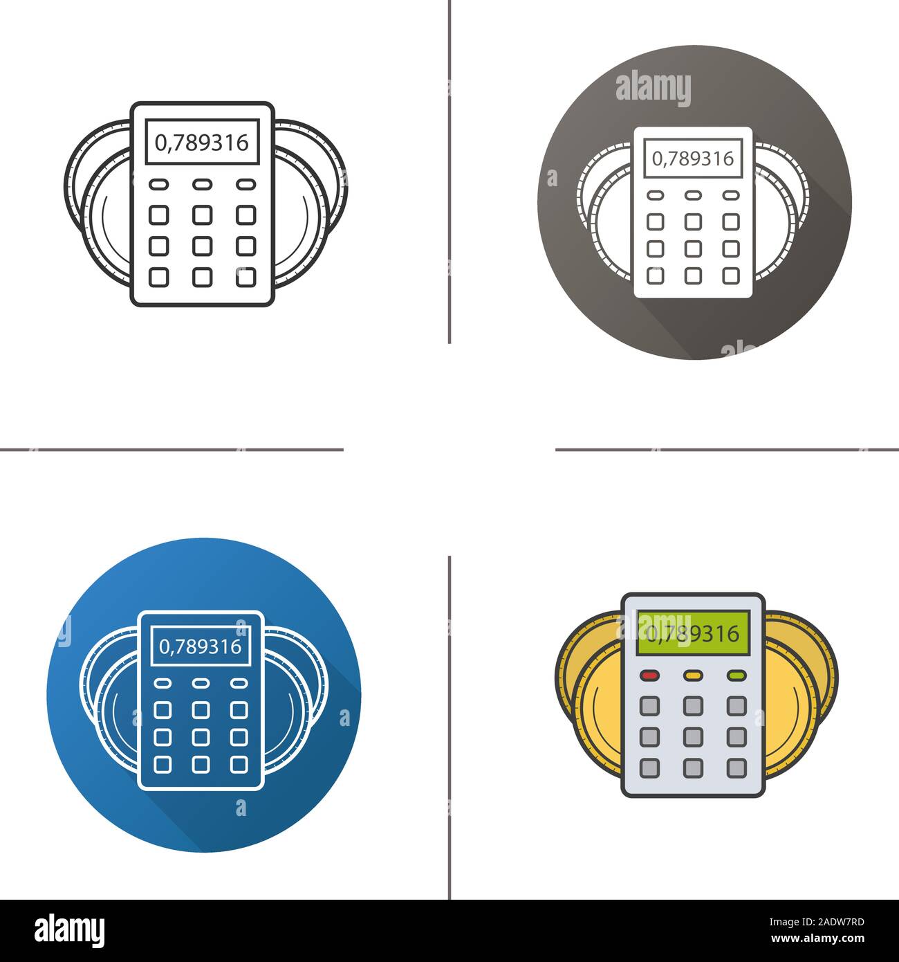 Income calculations icon. Flat design, linear and color styles ...