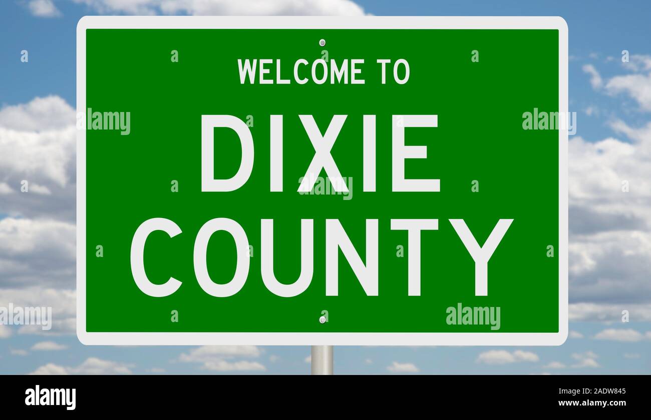 Rendering of a 3d green highway sign for Dixie County Stock Photo - Alamy