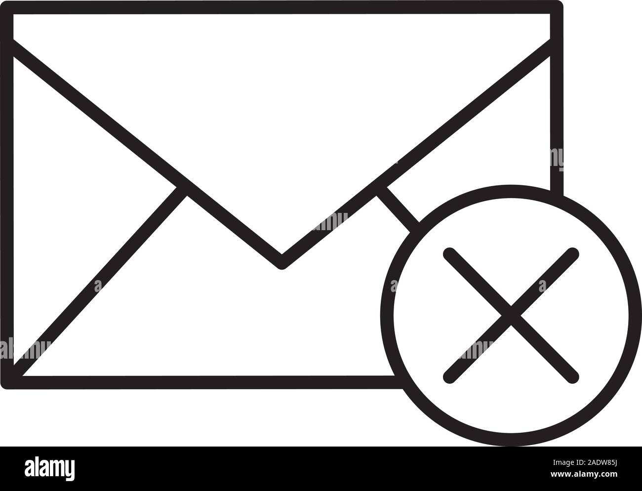 Delete email linear icon. Thin line illustration. Letter with cross contour symbol. Vector ...