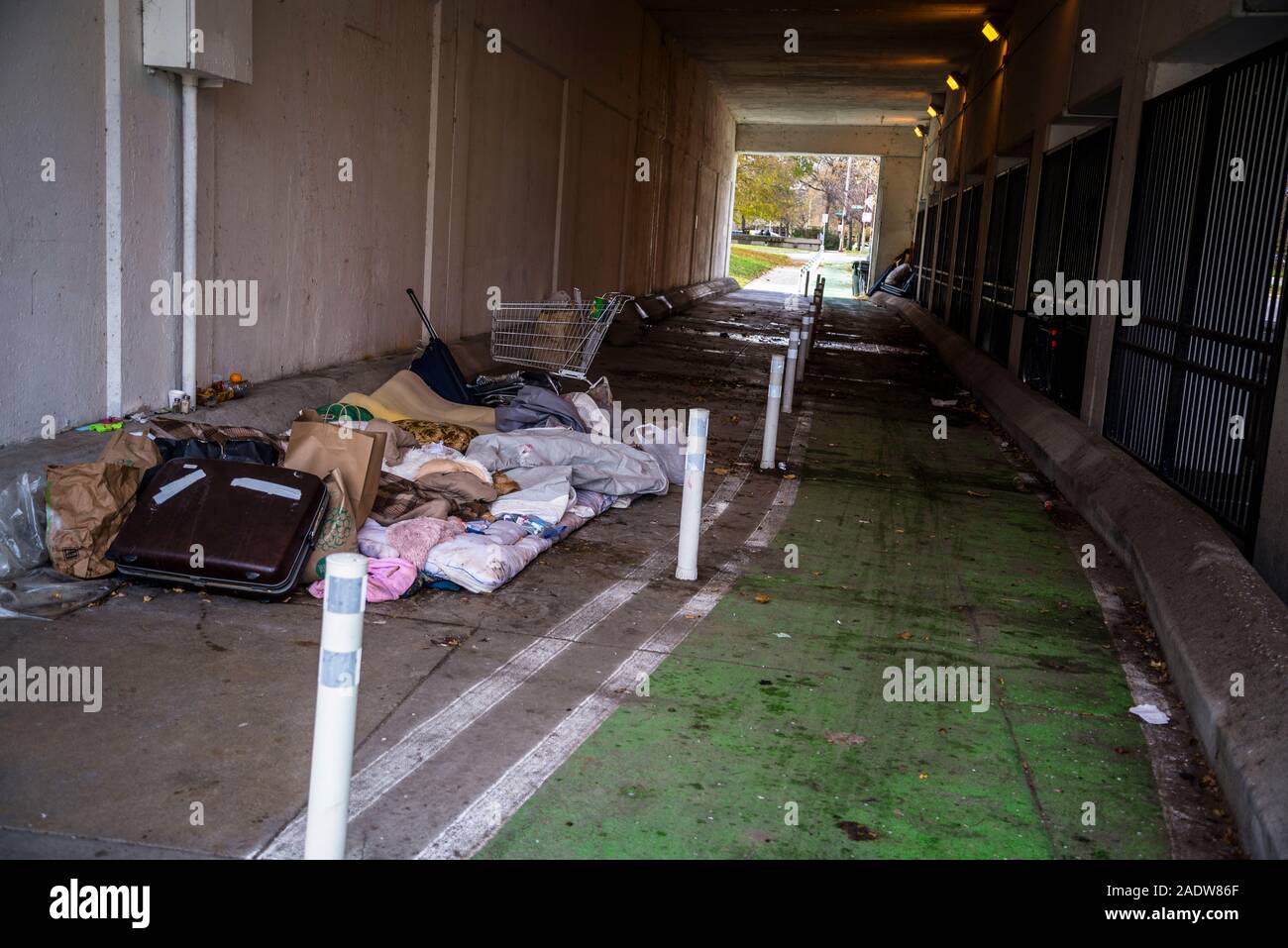 Homelessness under a road bridge in the Uptown neighborhood, Chicago ...
