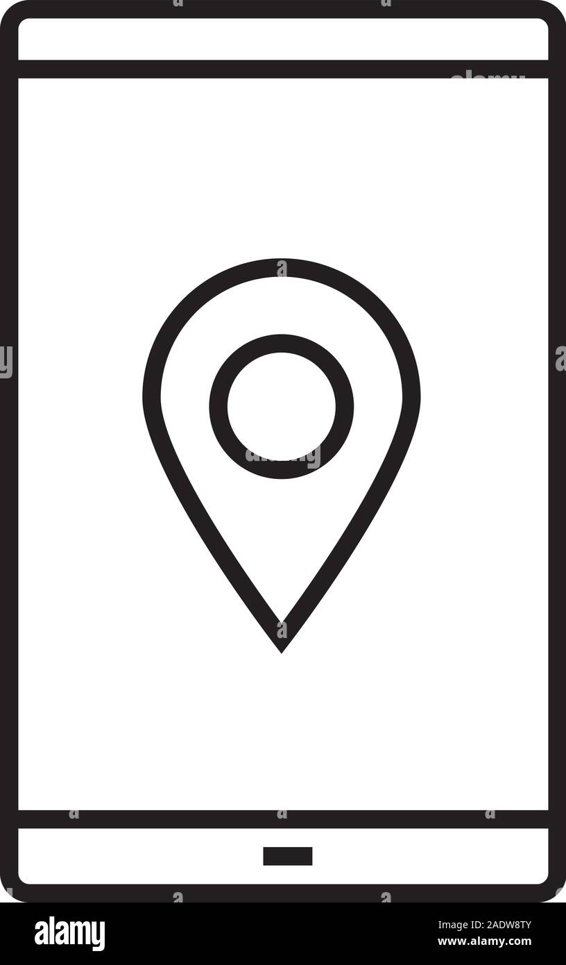 Smartphone gps location linear icon. Thin line illustration. Navigator ...