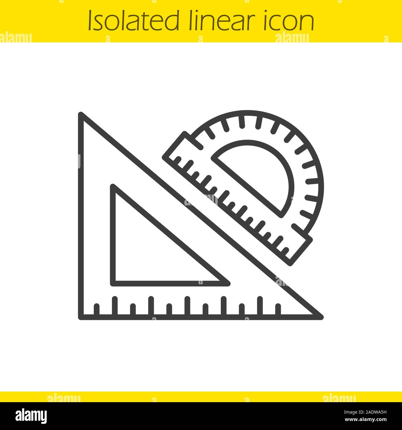 School rulers linear icon. Protractor and transparent. Thin line ...