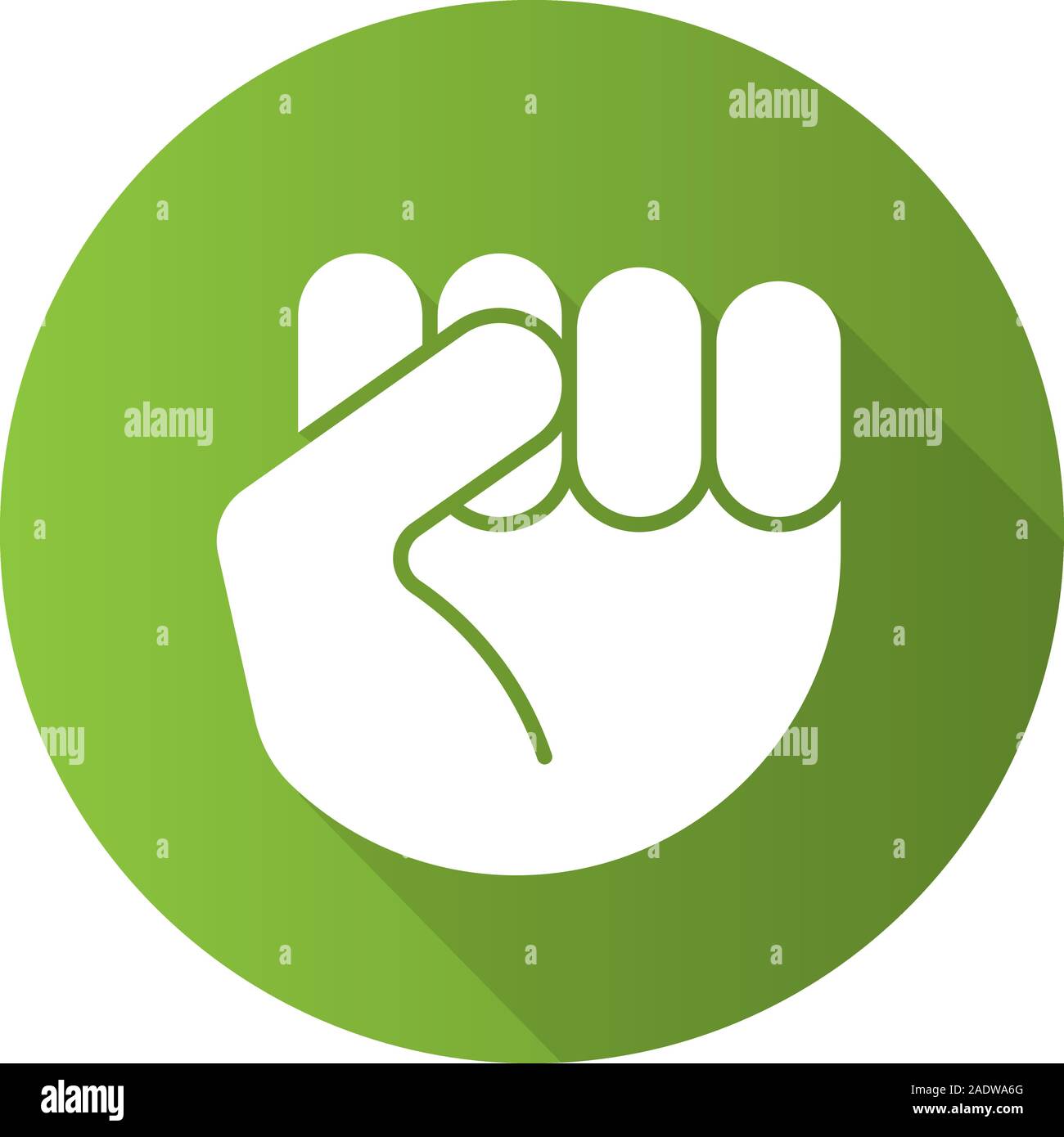Squeezed fist flat design long shadow icon. Clenched hand gesture ...