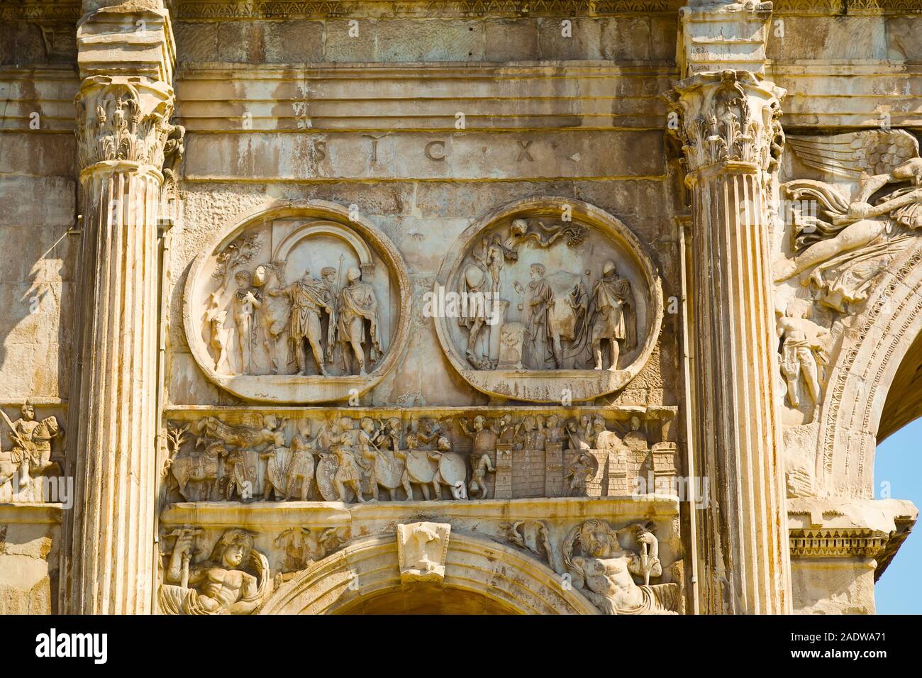 Details of Arch of Constantine, triumphal arch in Rome, Italy Stock ...