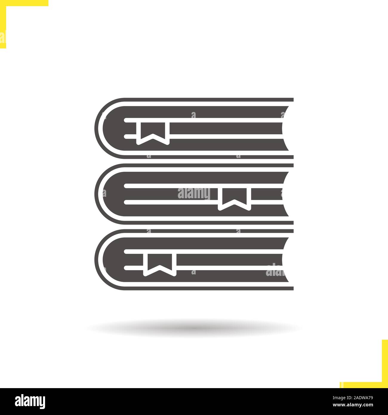 Books stack glyph icon. Drop shadow library silhouette symbol. School ...