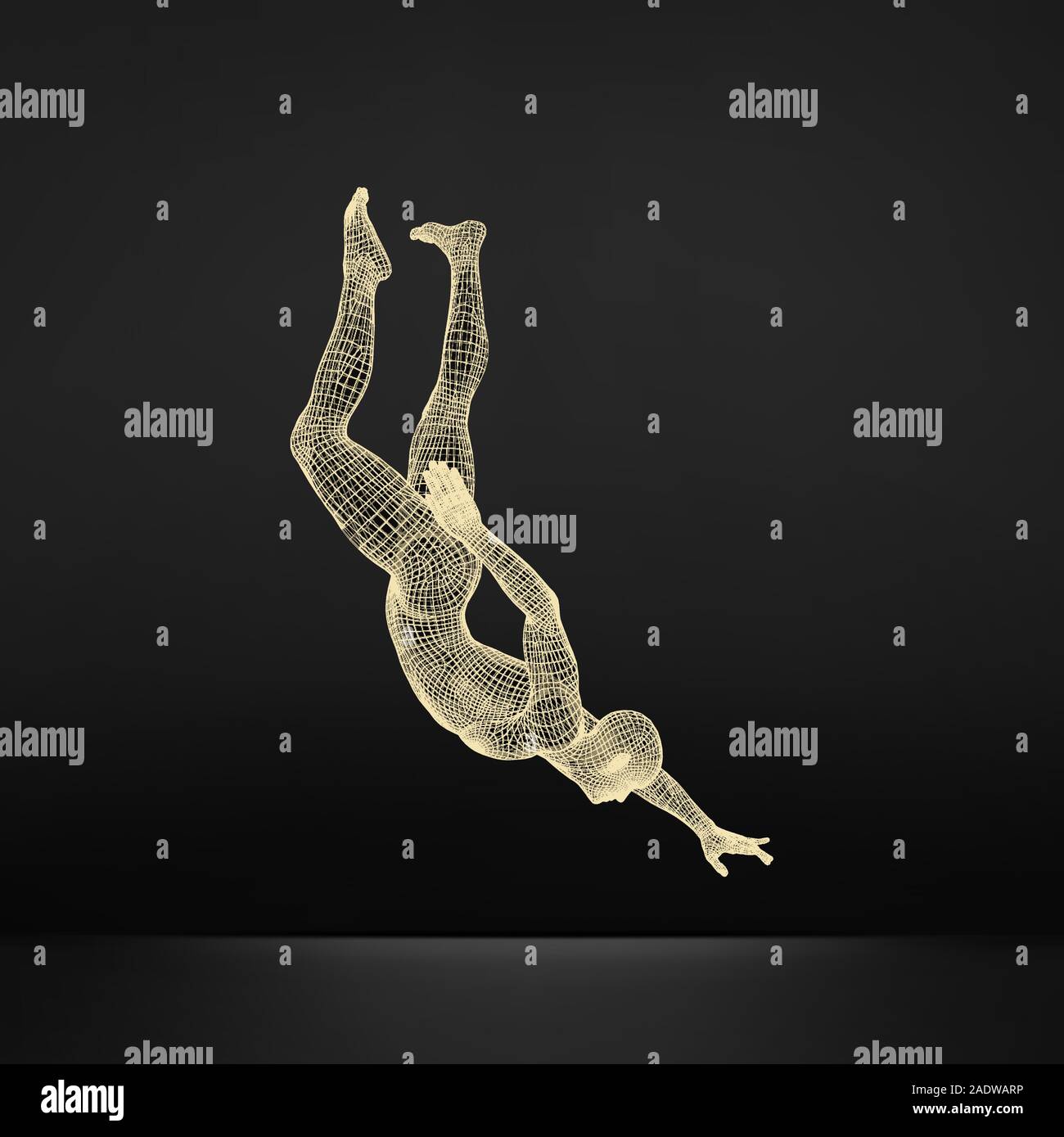 Man Falls Down from a Height. Man Fall on a Jump. 3D Model of Man ...