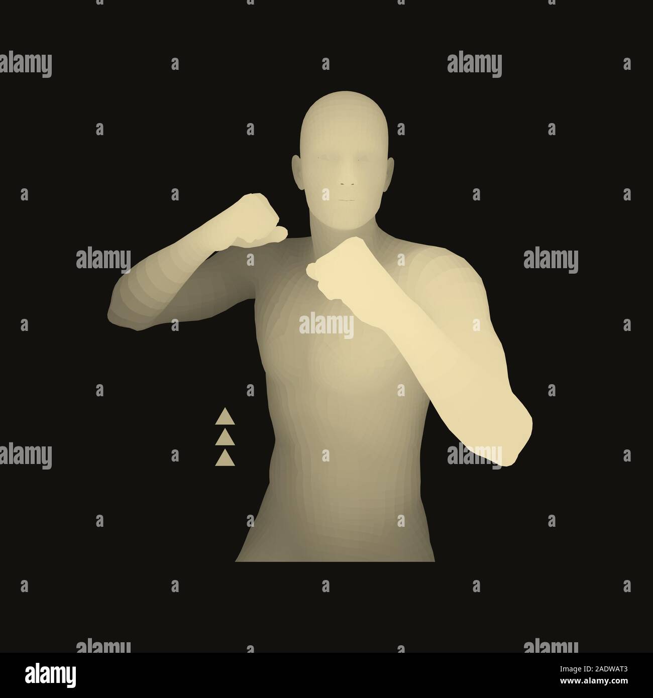 Boxer. 3D Model of Man. Human Body. Sport Symbol. Design Element ...