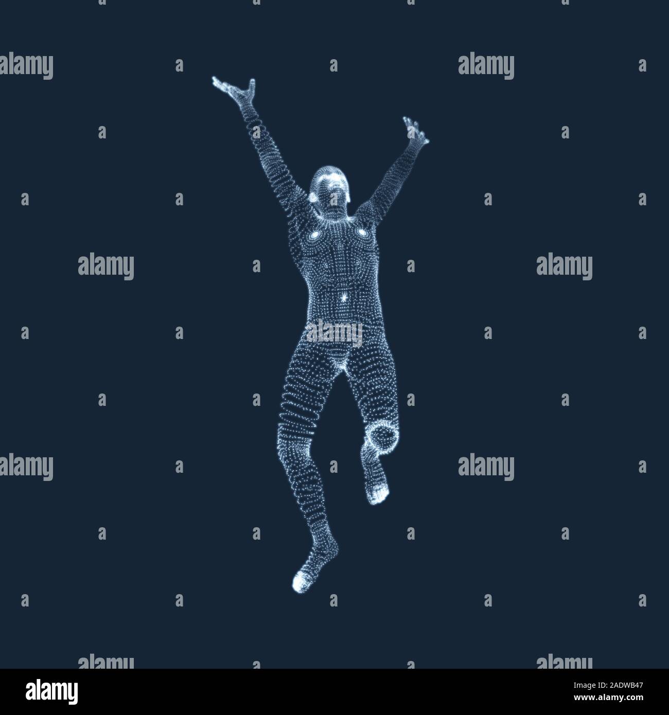 Running Man. Vector Graphics Composed of Particles. 3D Model of Man ...