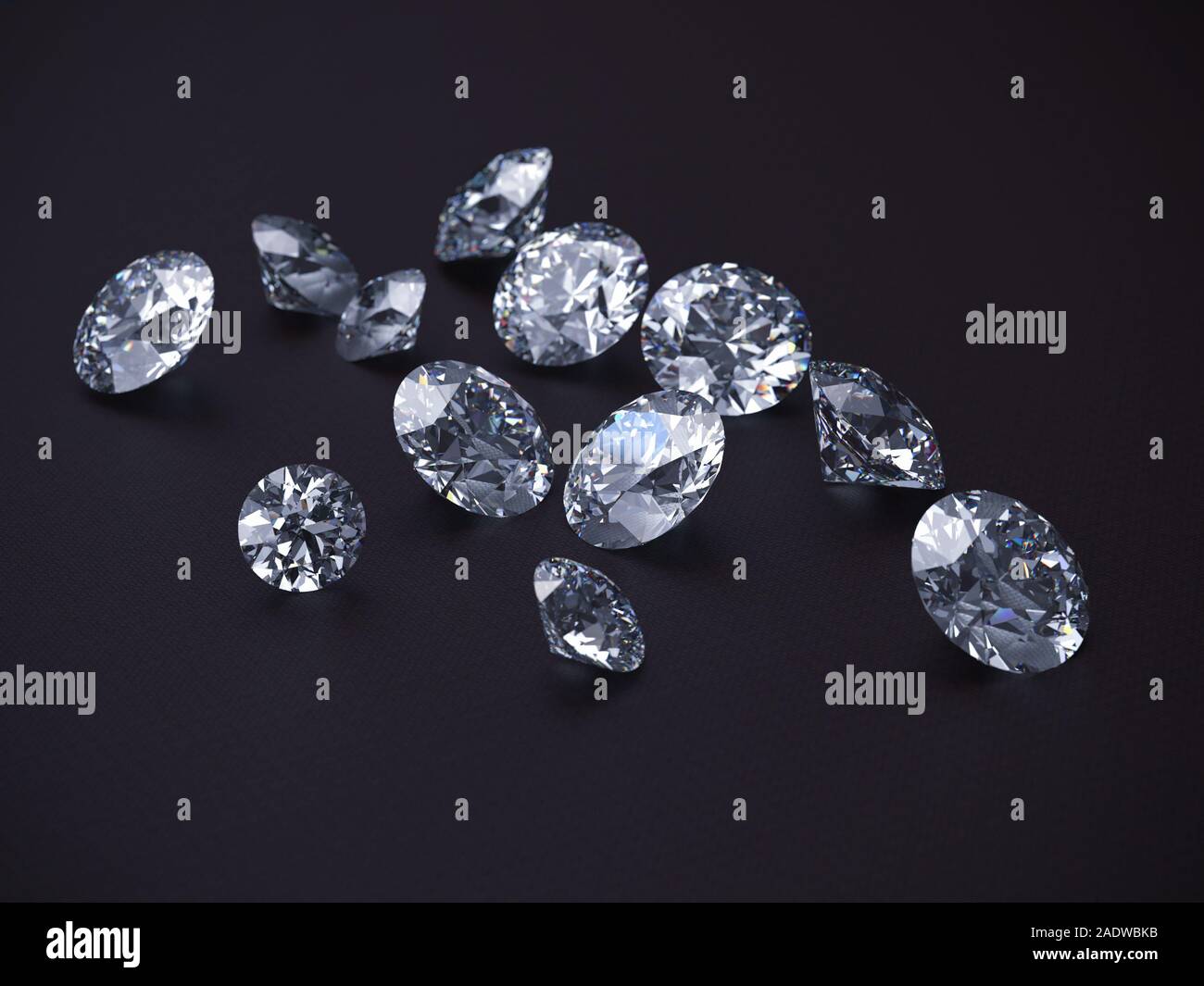 Diamonds, close-up on a dark background. 3d rendering Stock Photo - Alamy