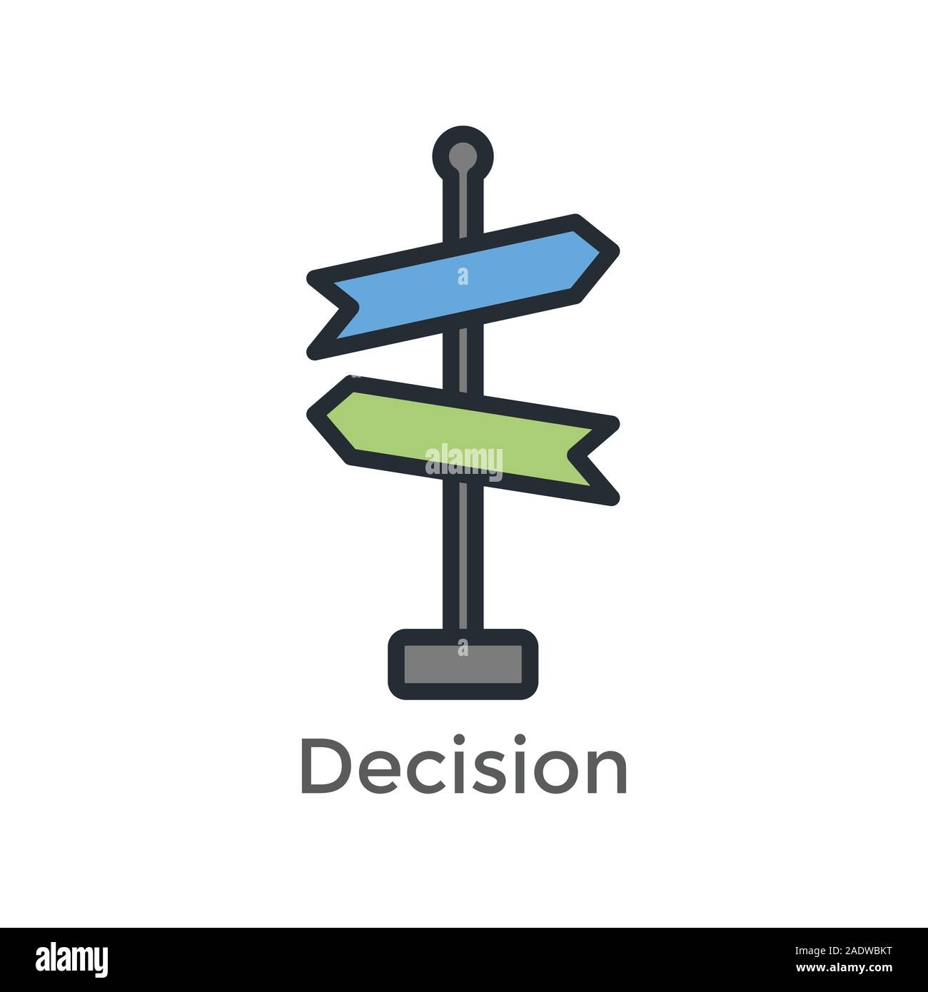 Arrow, directional way sign, with making a decision or choice icon ...