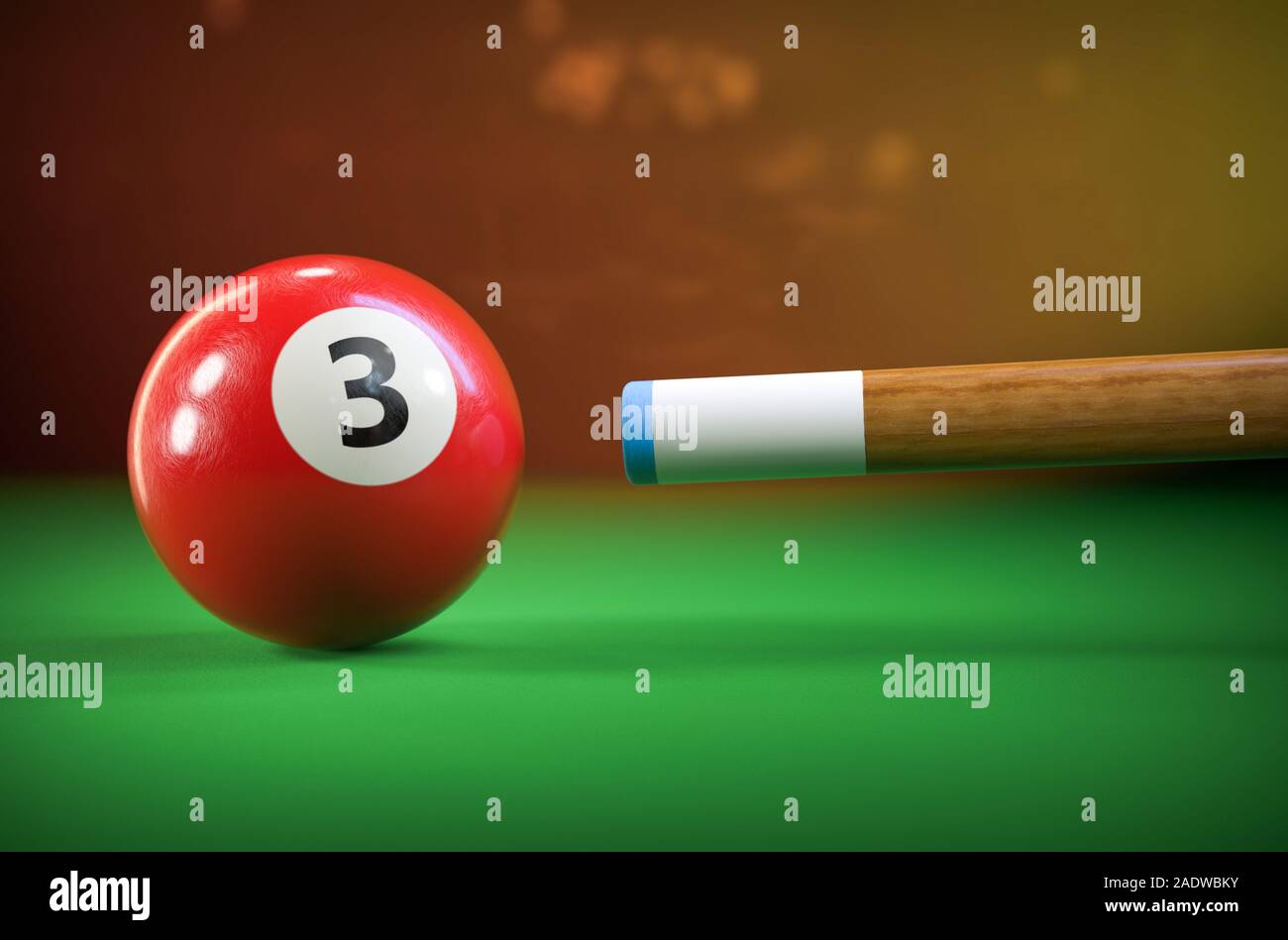 Close-up of billiard ball, snooker aim the cue ball, 3d rendering Stock ...