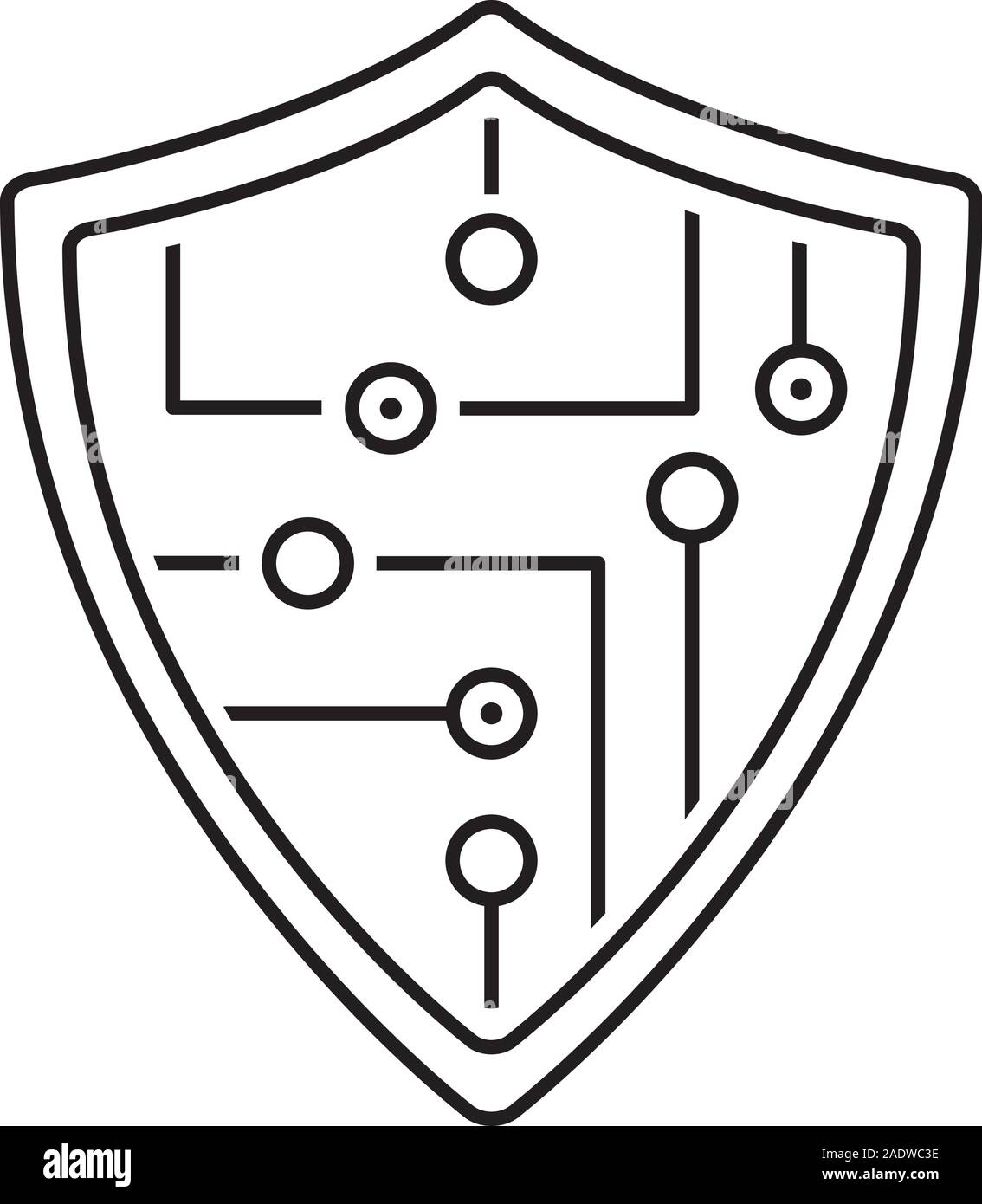 Protection shield linear icon. Firewall thin line illustration ...