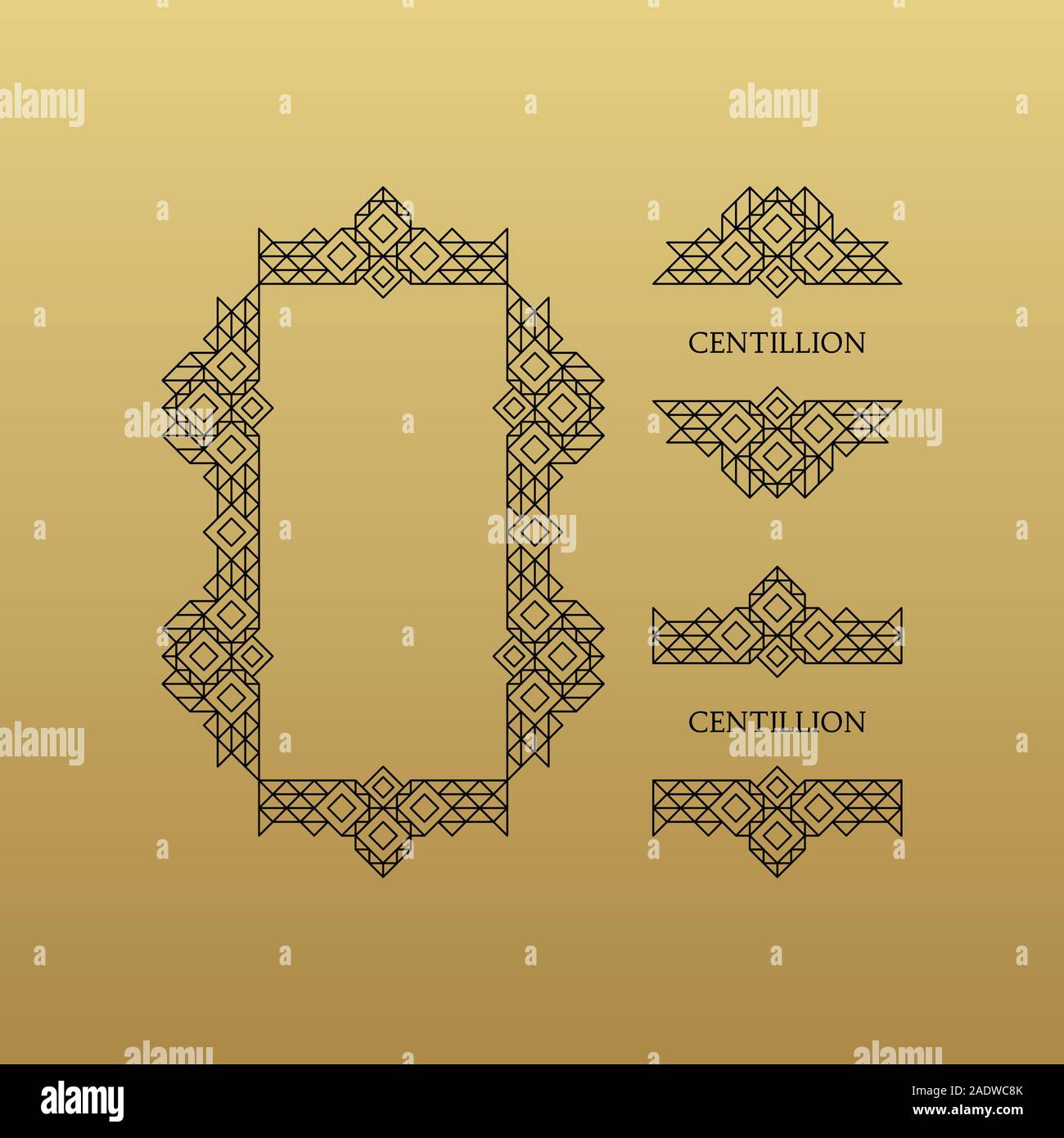 Retro Frame with Place for Text. Line Art Design Stock Vector Image ...