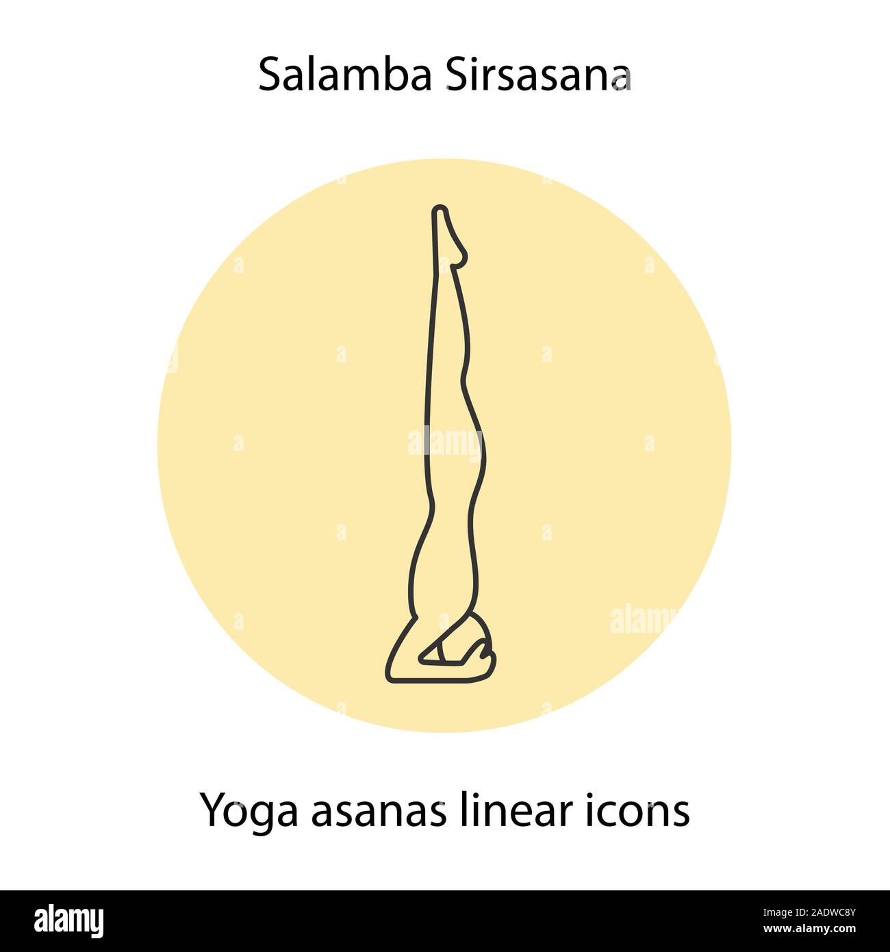 Salamba sirsasana yoga position. Linear icon. Thin line illustration ...