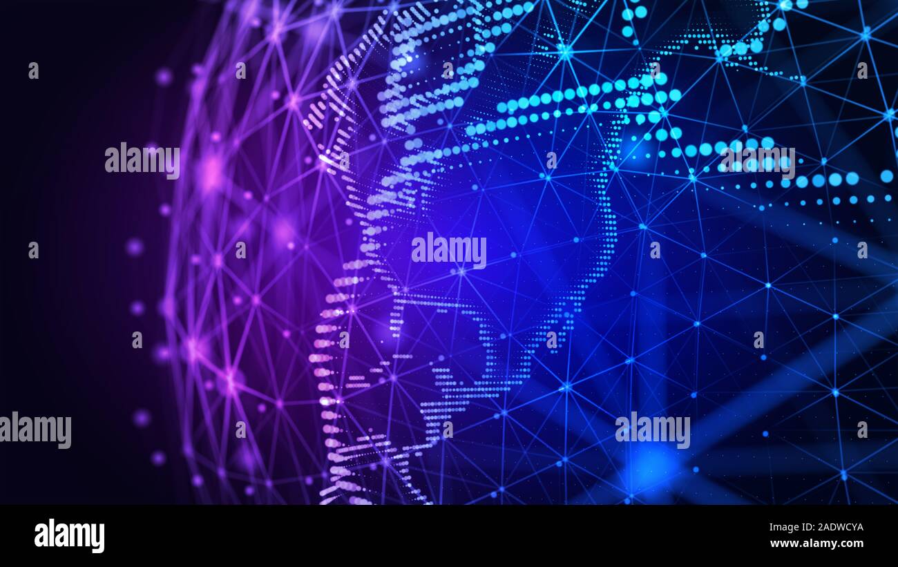 Connection lines Around Earth Globe. Background with Light Effect ...